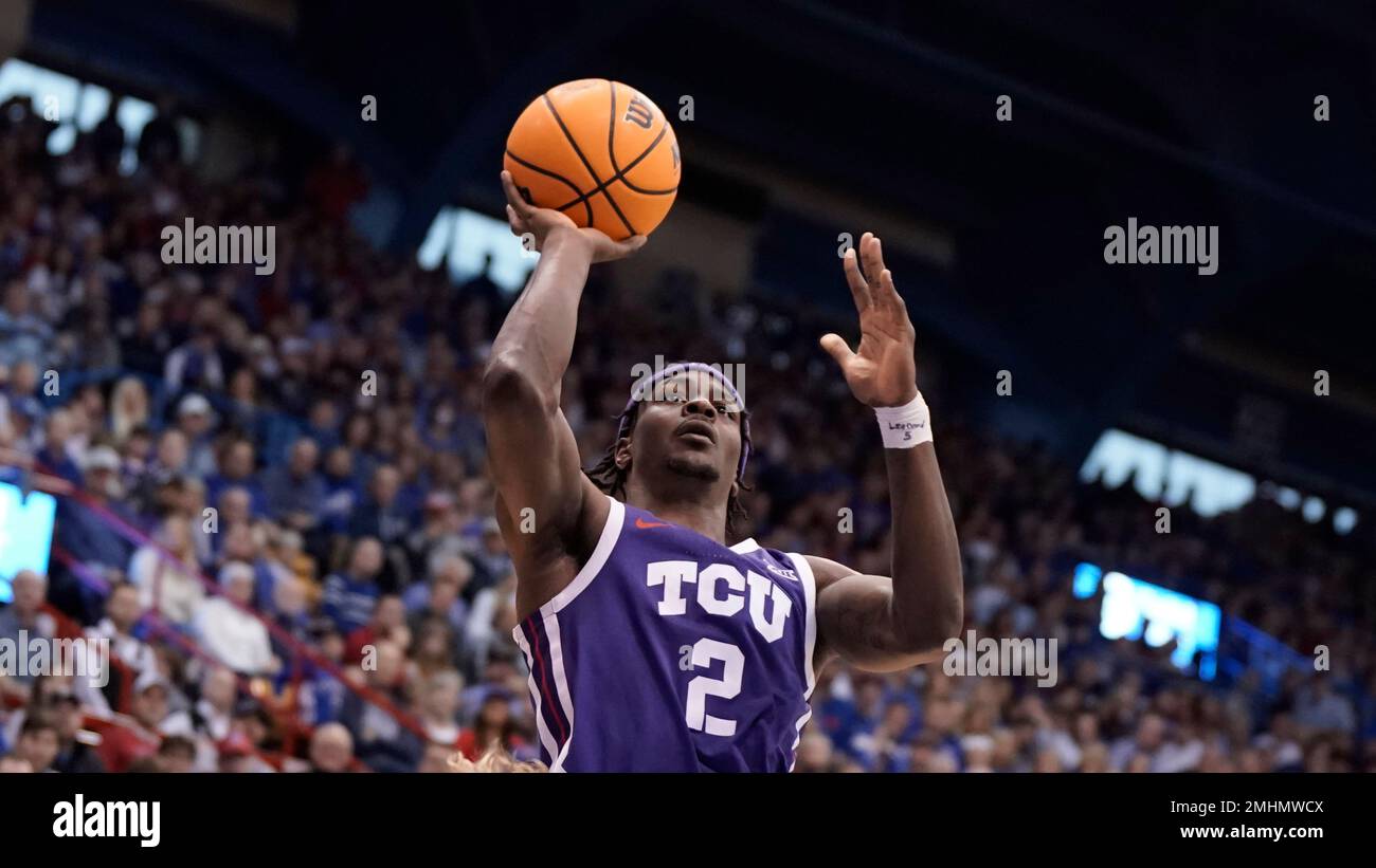 TCU forward Emanuel Miller (2) puts up a shot during the second half of ...