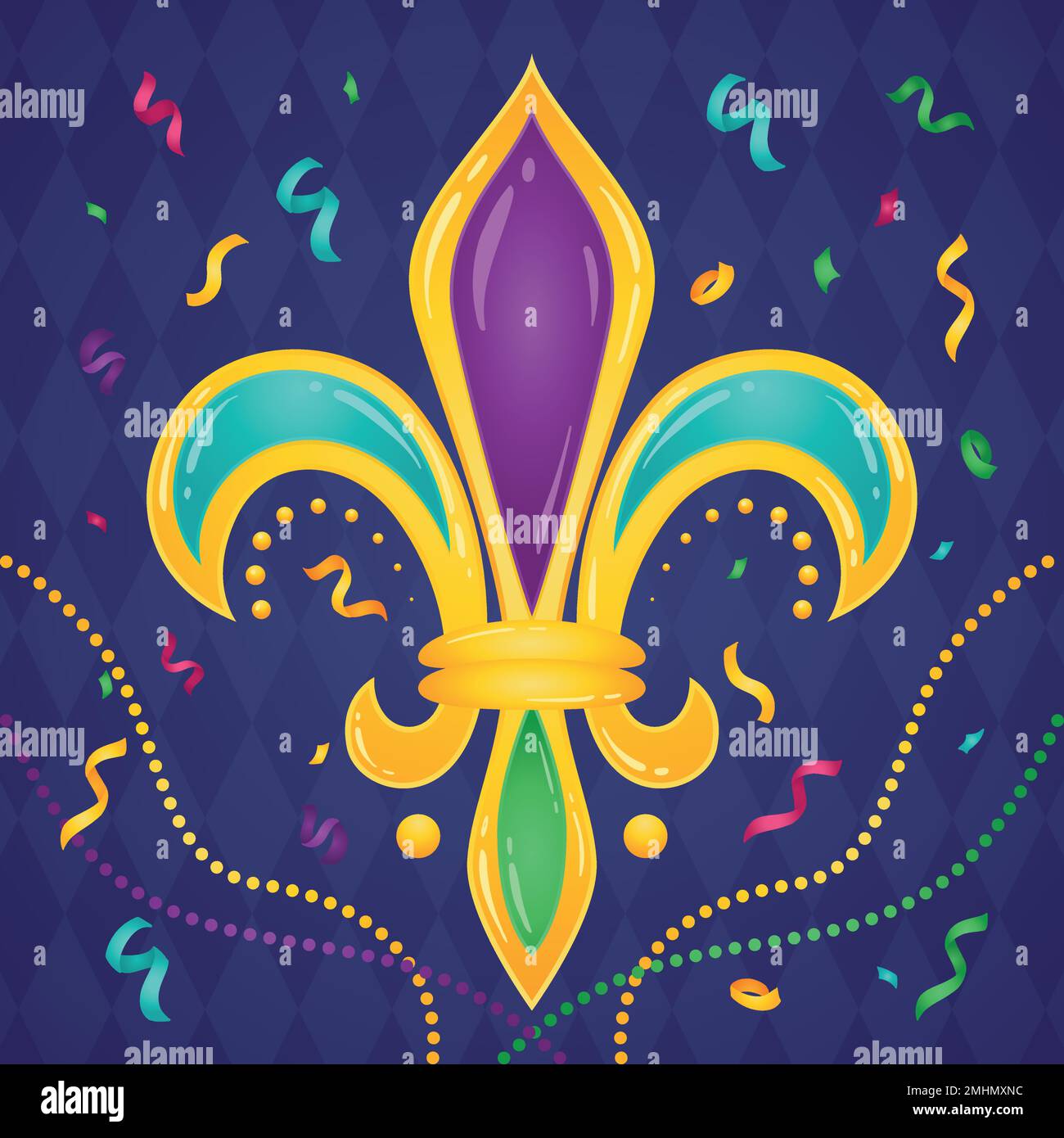 Isolated colored lis flower symbol Mardi gras poster Vector ...