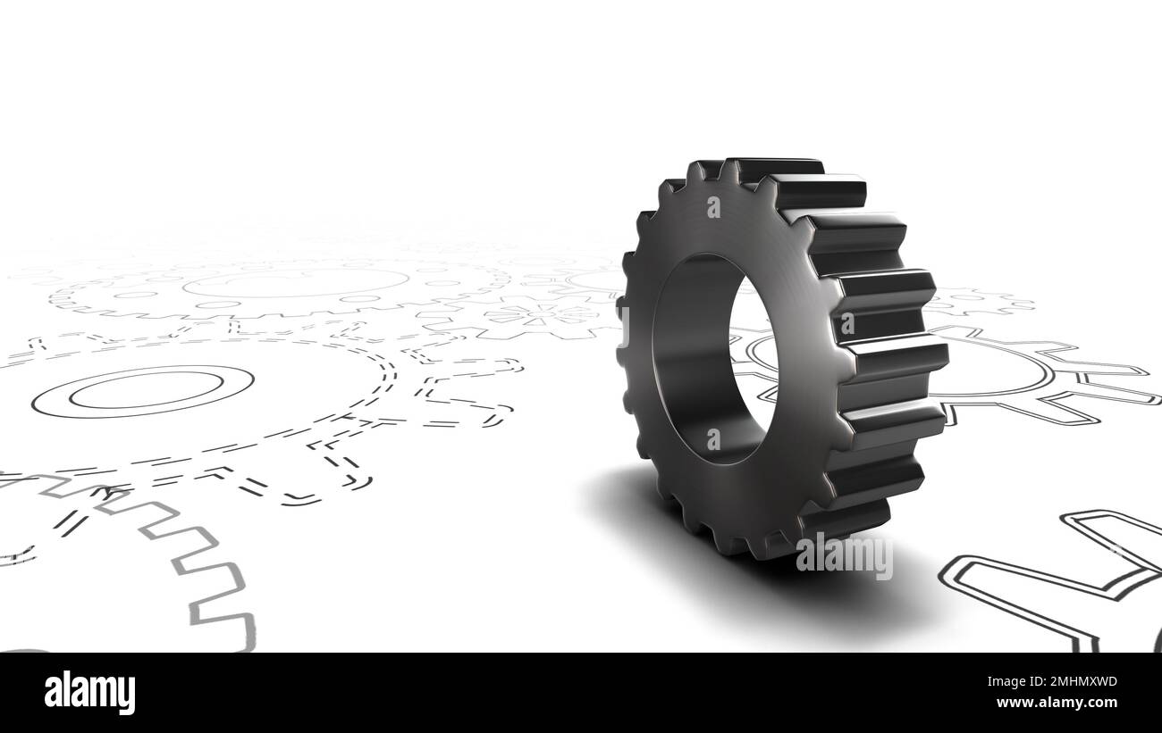 Gear wheel mechanism background concept 3d illustration Stock Photo - Alamy