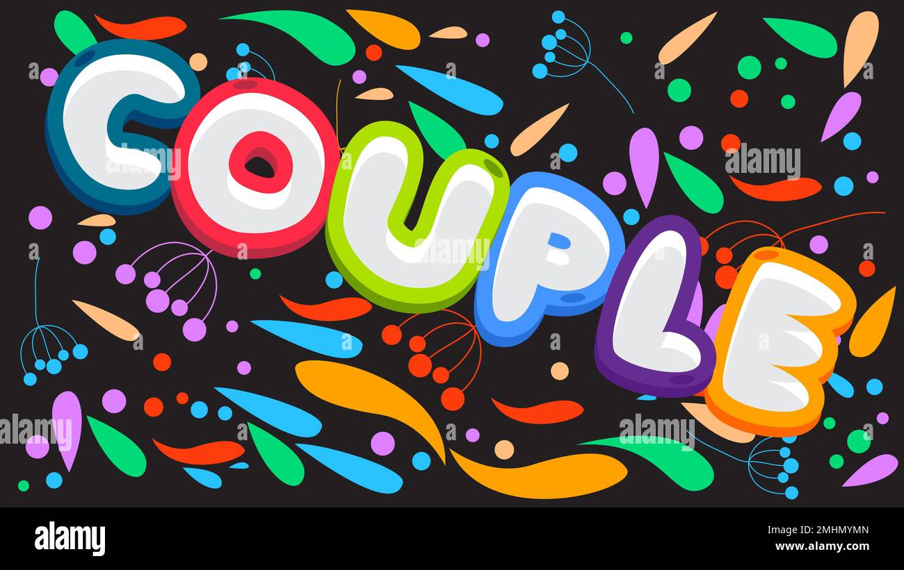 Couple. Word written with Children's font in cartoon style Stock Vector ...