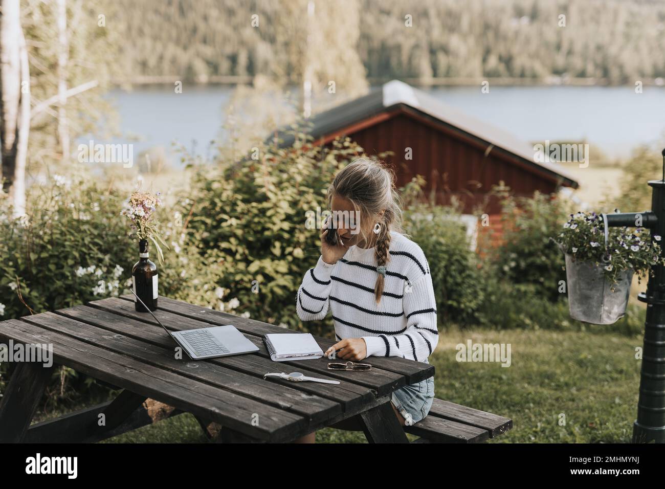 Young woman taking via hi-res stock photography and images - Alamy