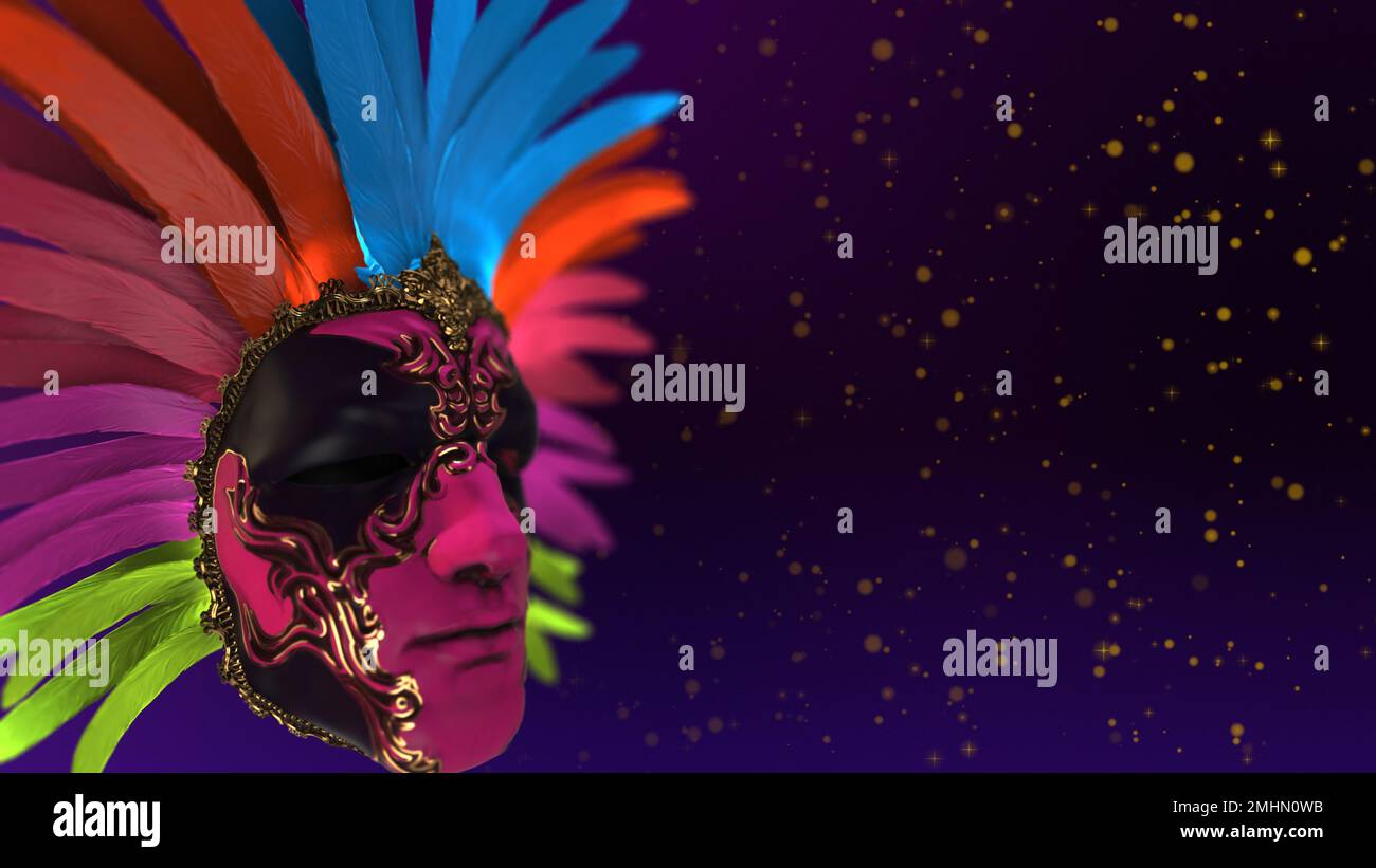 Rio de Janeiro Carnival colorful mask with copyspace 3d illustration ...