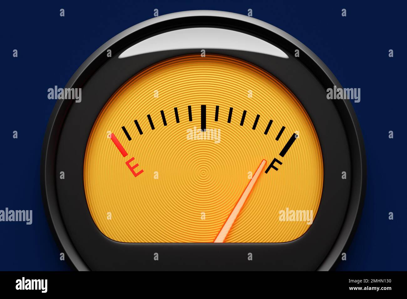 3D illustration close-up of a petrol level icon in a car indicating no ...