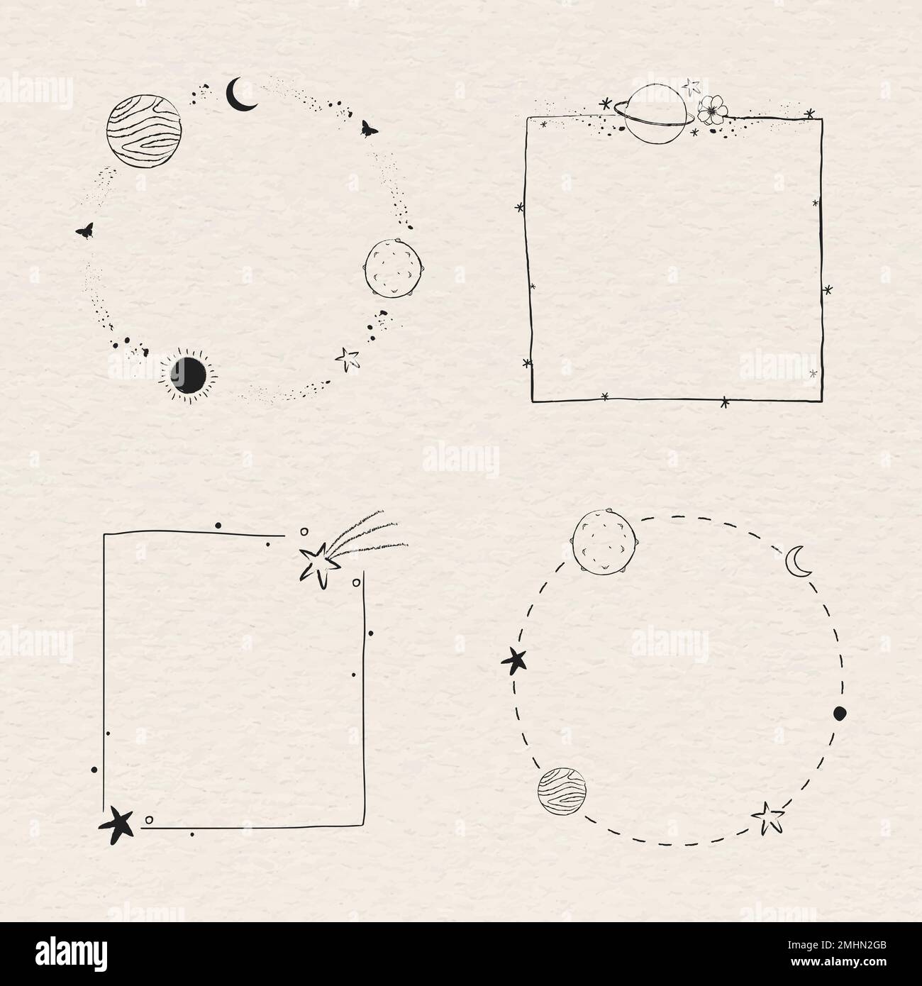 Minimal line art galaxy frame set vector Stock Vector Image & Art - Alamy