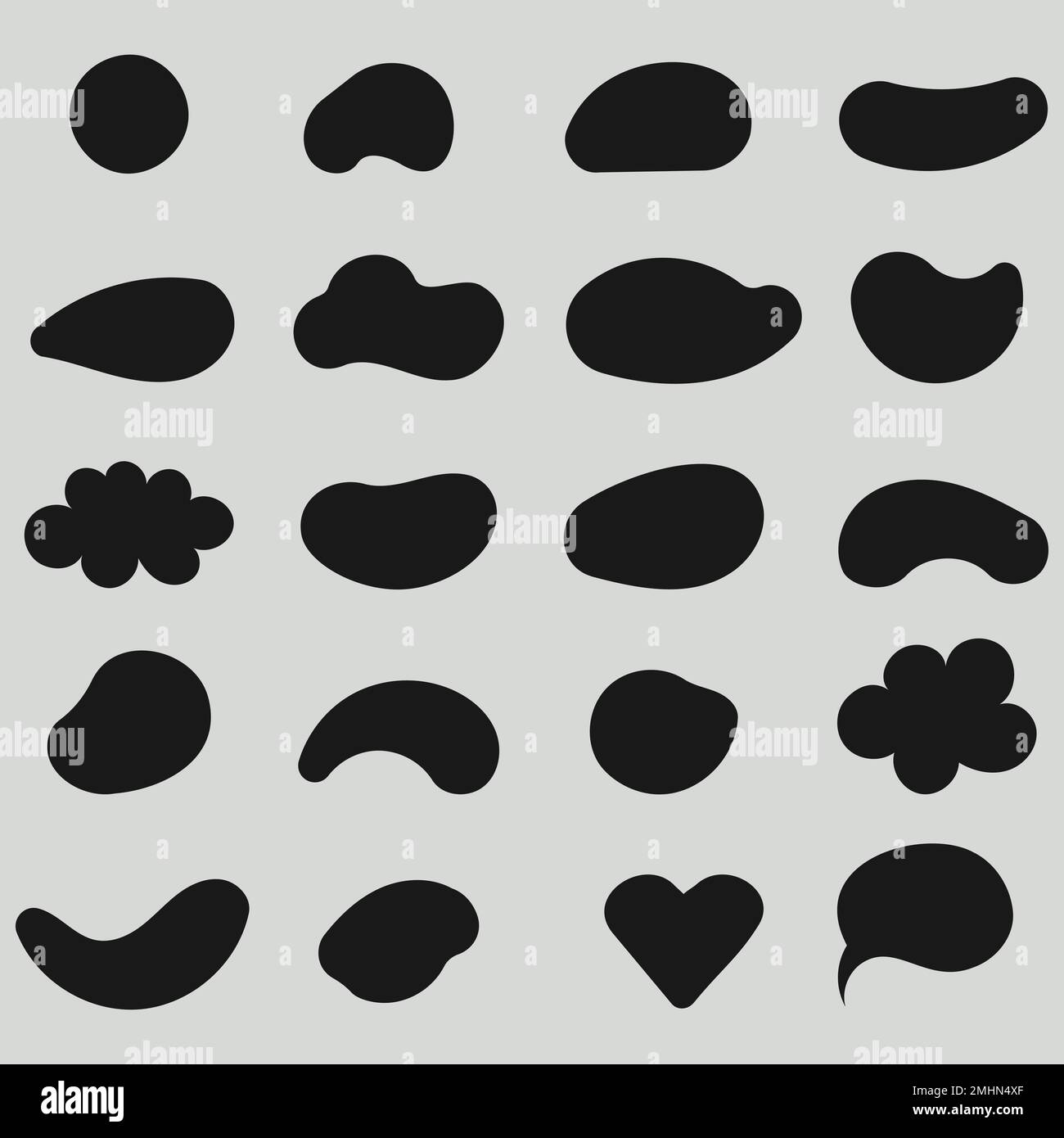 Geometric shapes black silhouette icon set. Outline cartoon abstract ...
