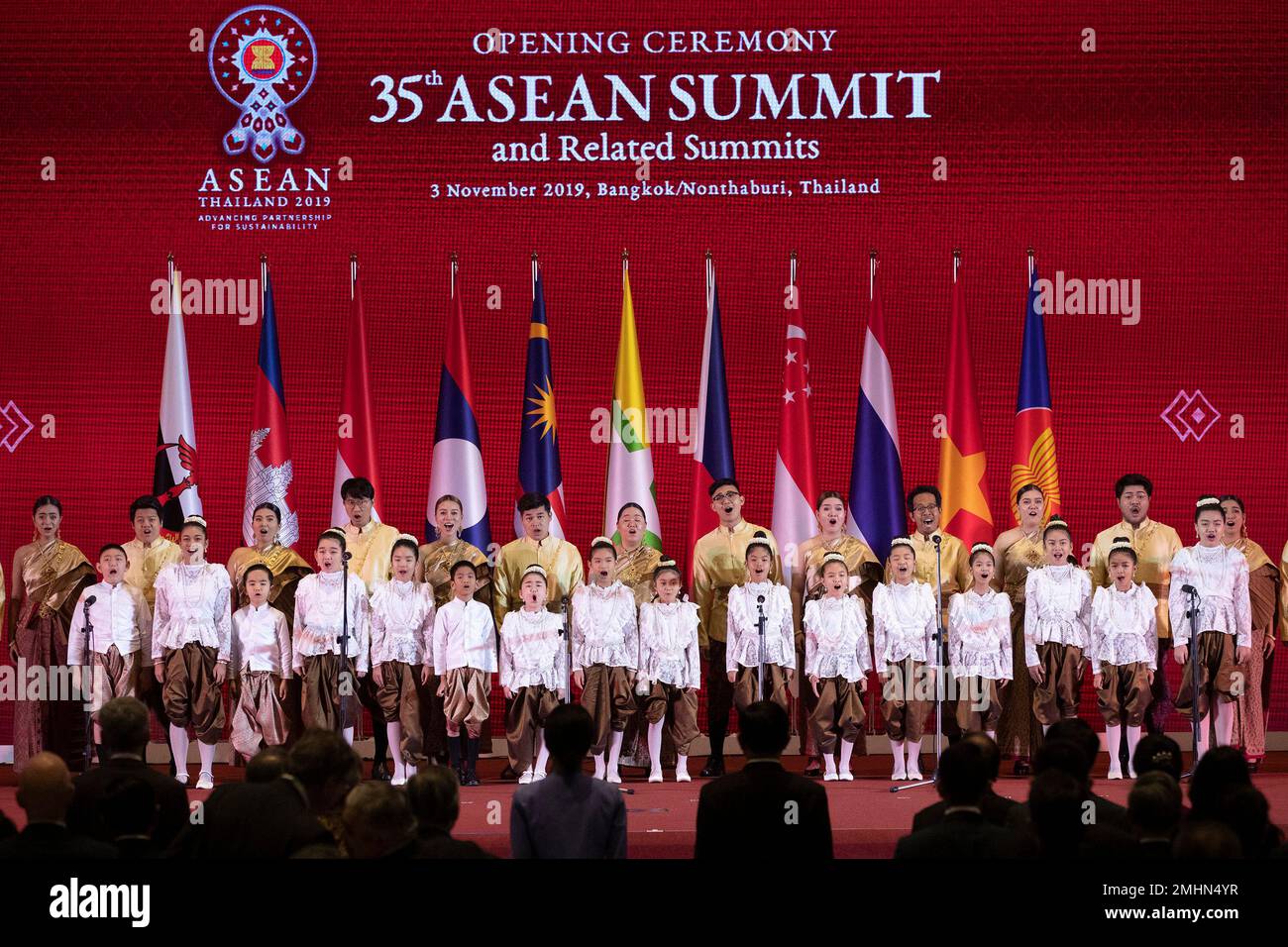 Performers sing a song during the opening ceremony of the 35th ...