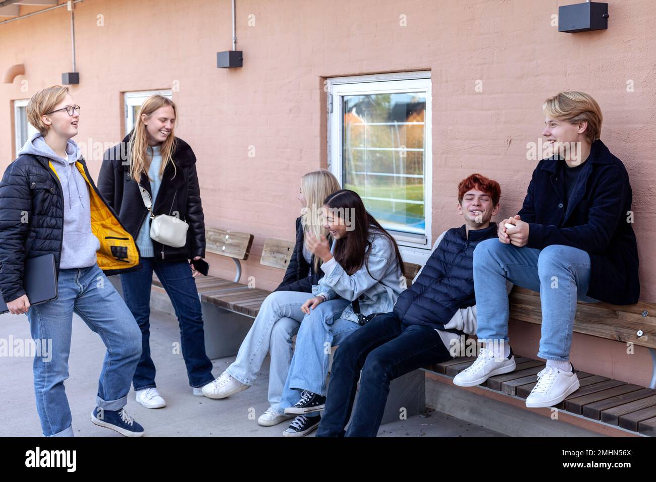 Teenage kids on school break outdoors Stock Photo - Alamy