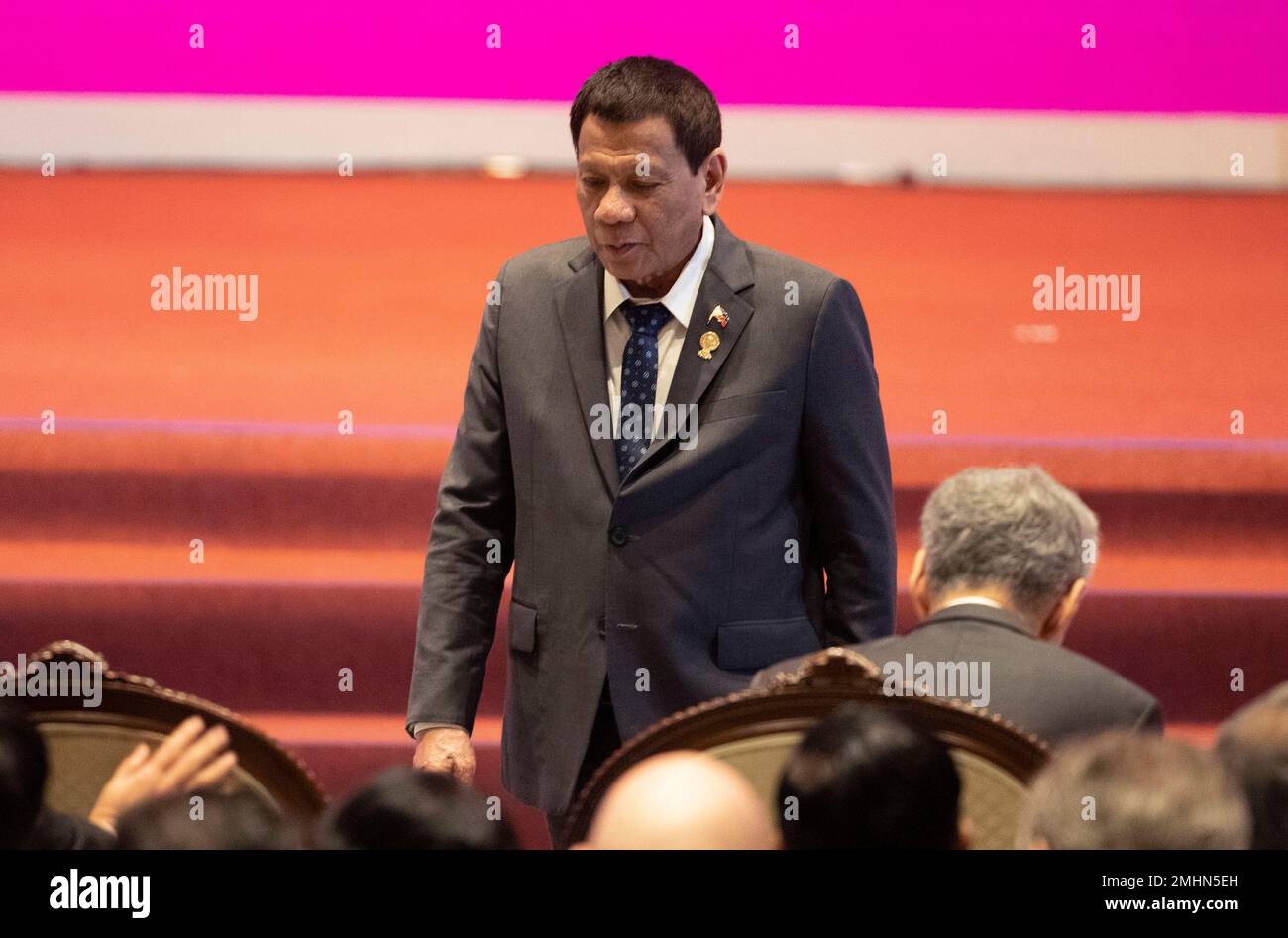Philippines President Rodrigo Duterte leaves after a group photo during ...