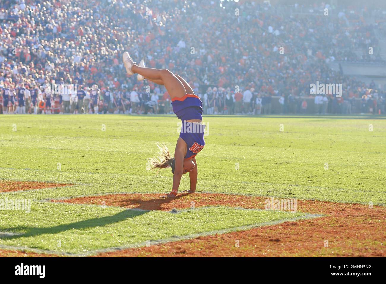 Clemson cheerleaders perform after the Tigers scored a touchdown during ...