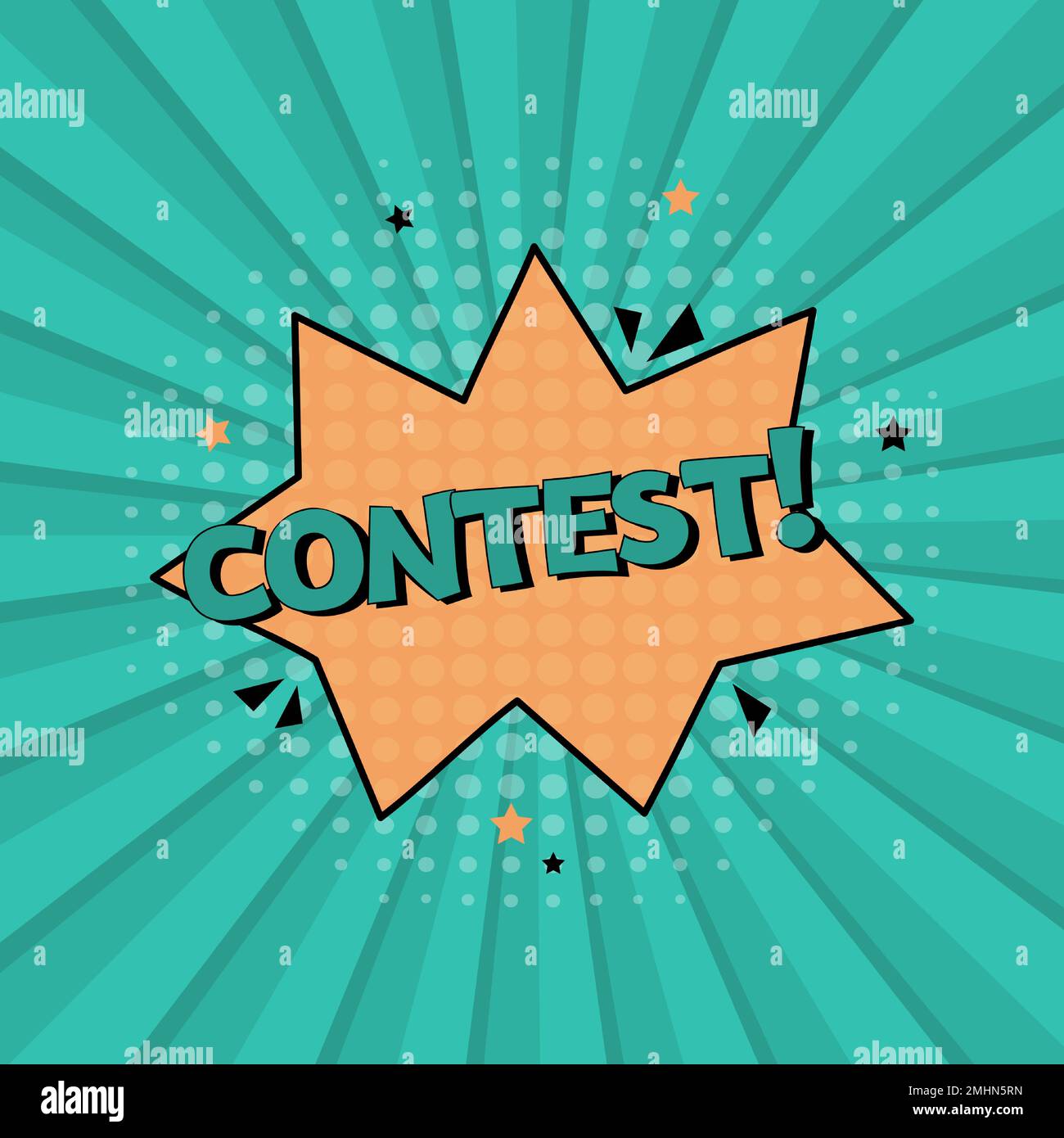 Comic speech bubble with expression text contest. Vector bright dynamic ...