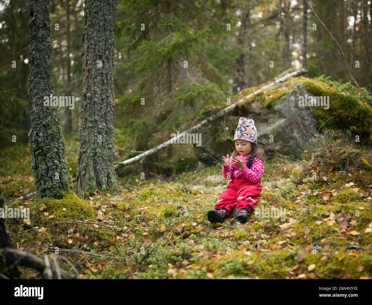 Toddler playing in forest hi-res stock photography and images - Alamy