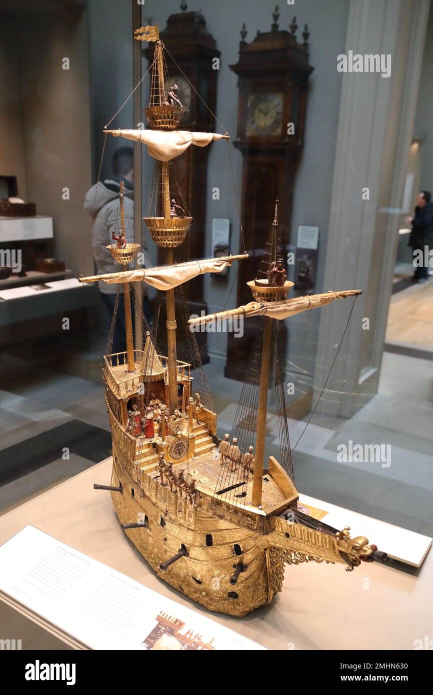 Mechanical galleon is a table ornament in the shape of a ship by Hans ...