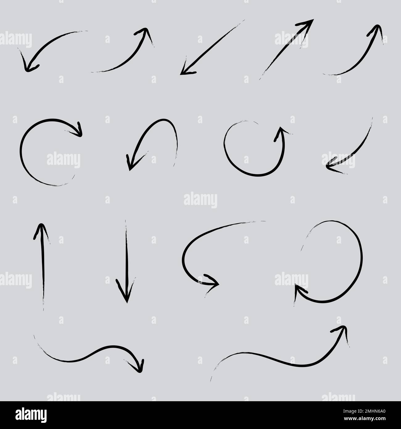 Grunge arrows on white background. Vector hand drawn arrow. Vector ...