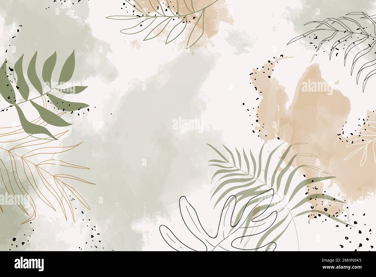 Beige leafy watercolor background vector Stock Vector Image & Art - Alamy