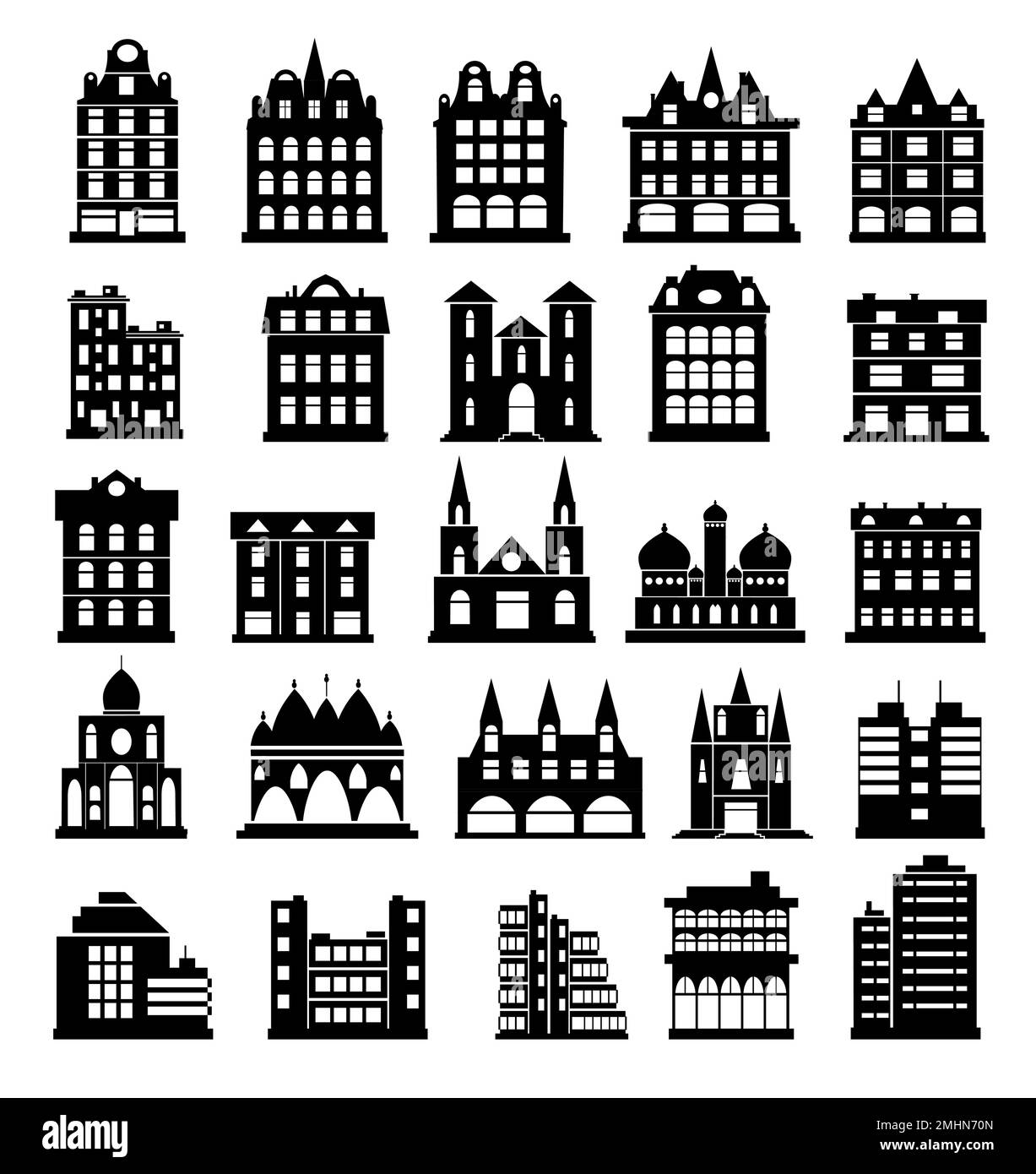 Set of silhouettes Architecture vector illustration city for business ...