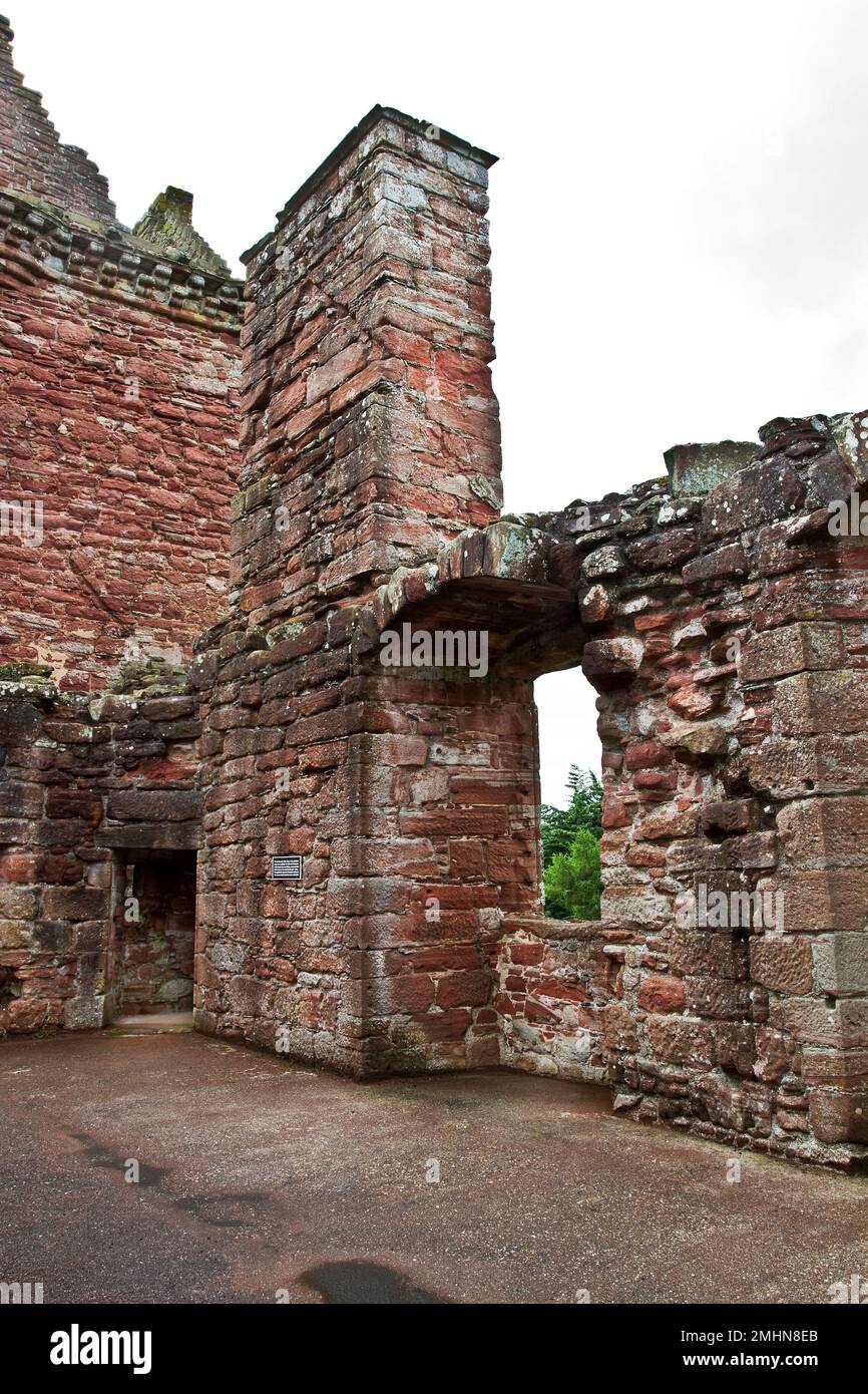 Edzell Castle, a ruined 16th-century castle, a substantial ruinous old ...