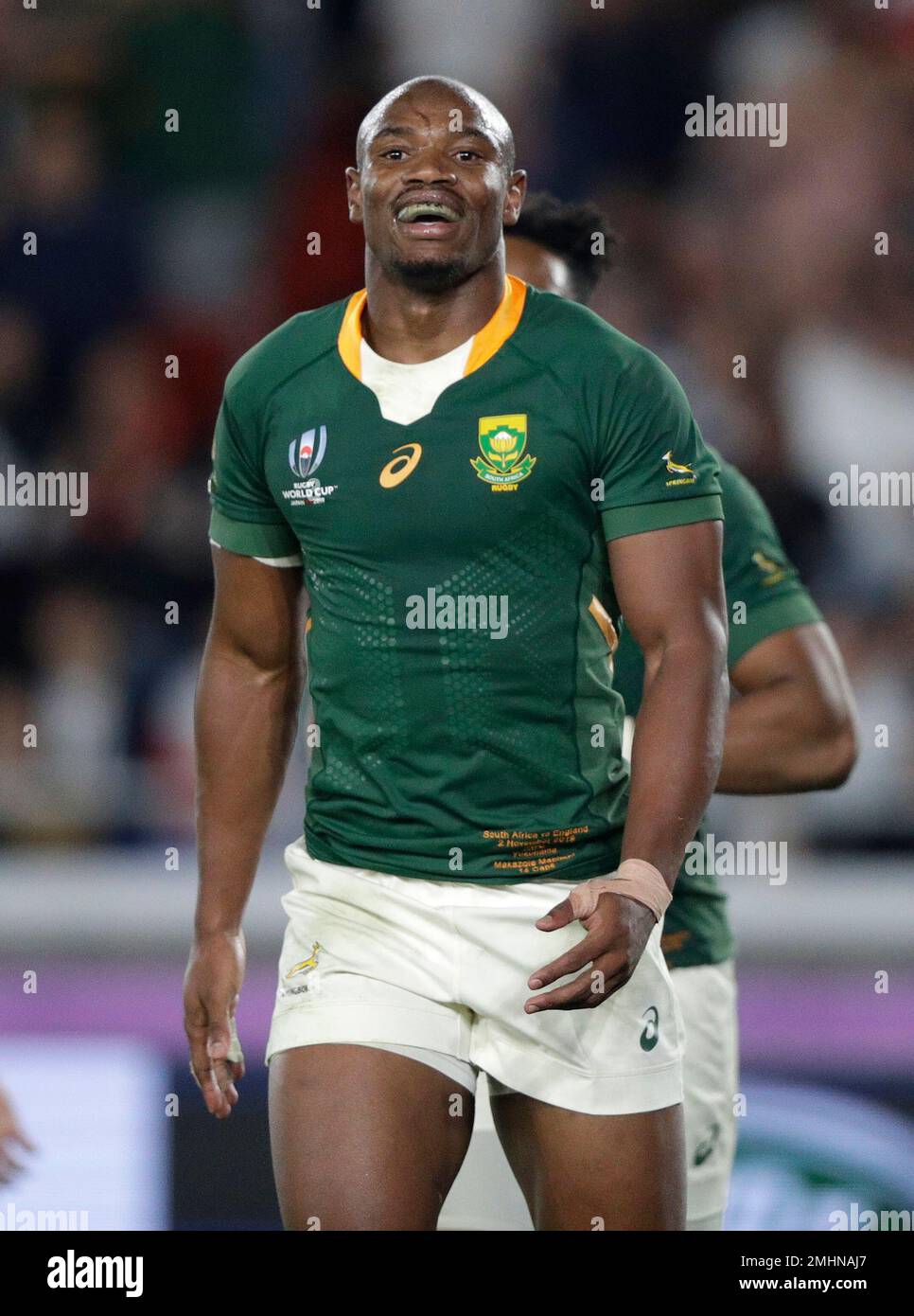 South Africa's Makazole Mapimpi celebrates after scoring his side's ...