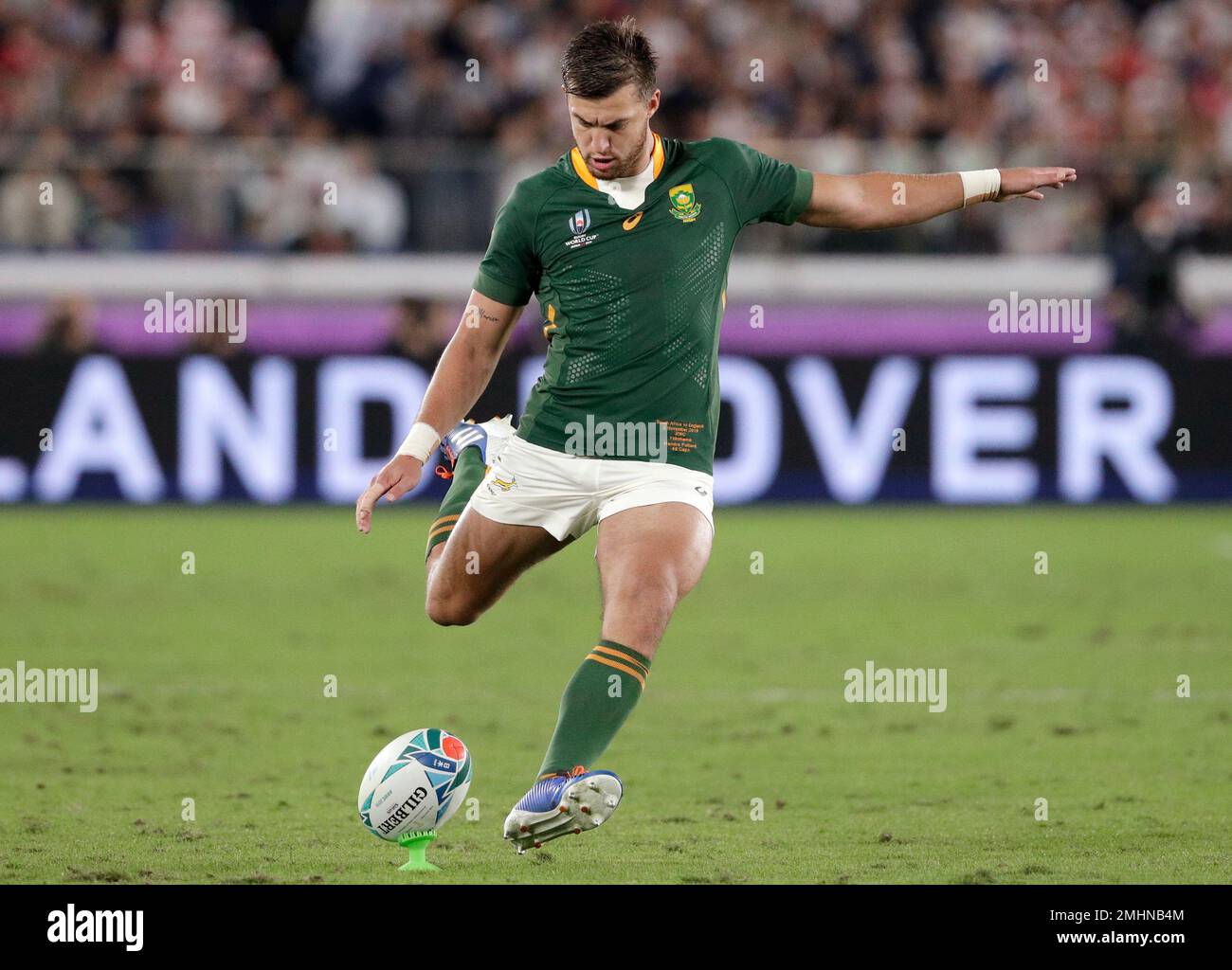South Africa's Handre Pollard kicks a second penalty during the Rugby ...