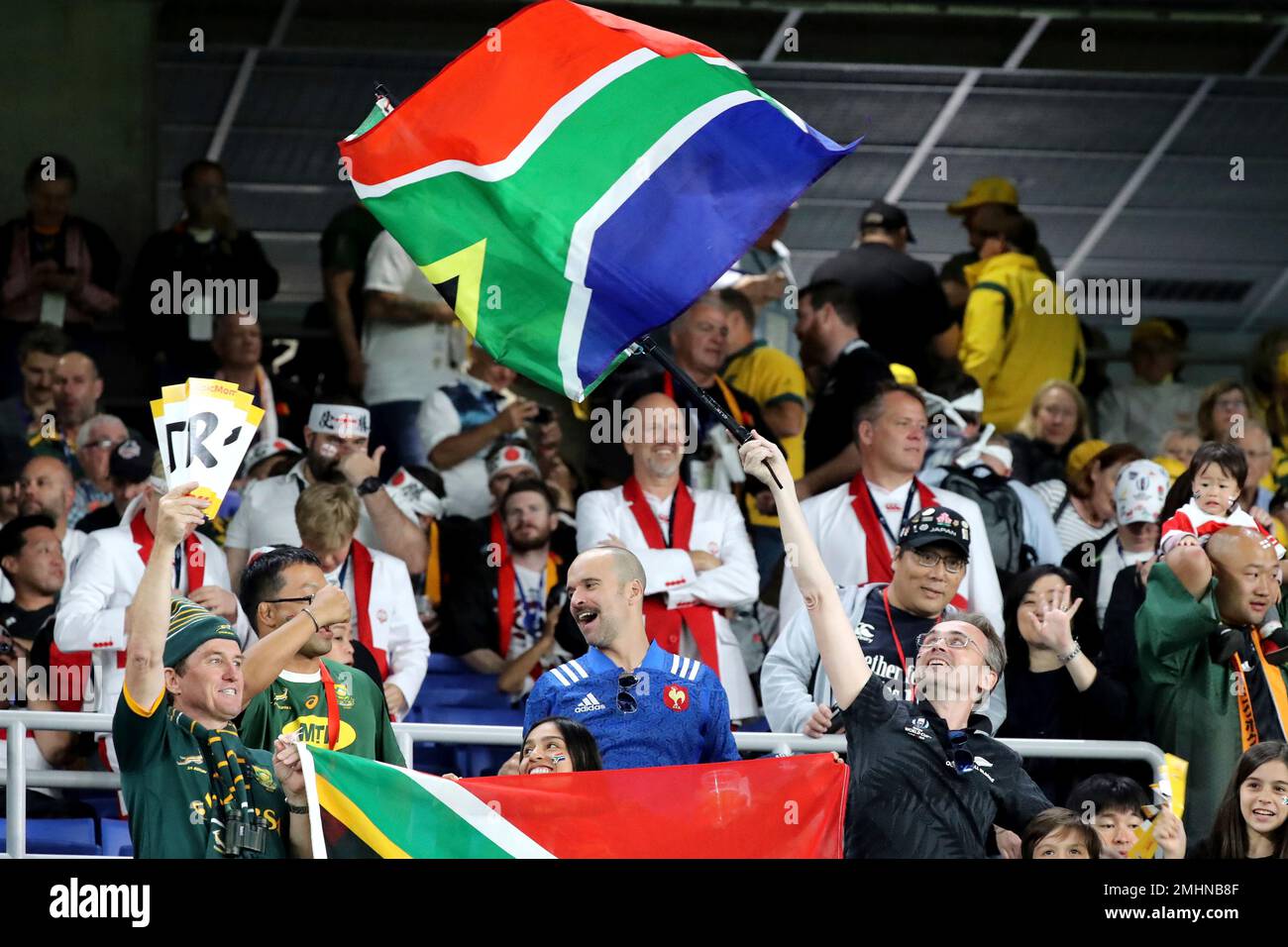 South Africa fans cheer ahead of the Rugby World Cup final between ...