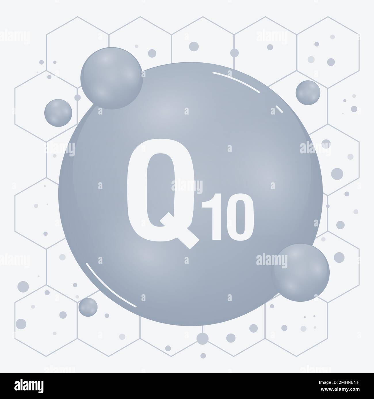 Q10 shining pill capcule icon. Vitamin complex with chemical formula ...