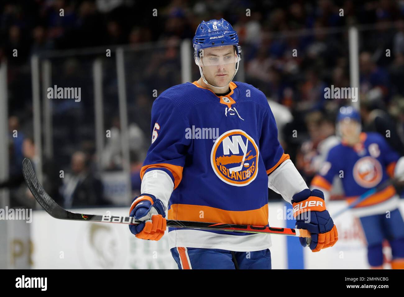 New York Islanders' Ryan Pulock (6) during the first period of an NHL ...