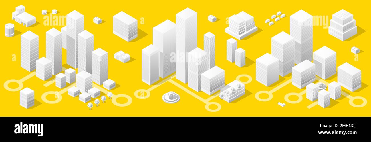 3d illustration map of the white city on white design street town ...