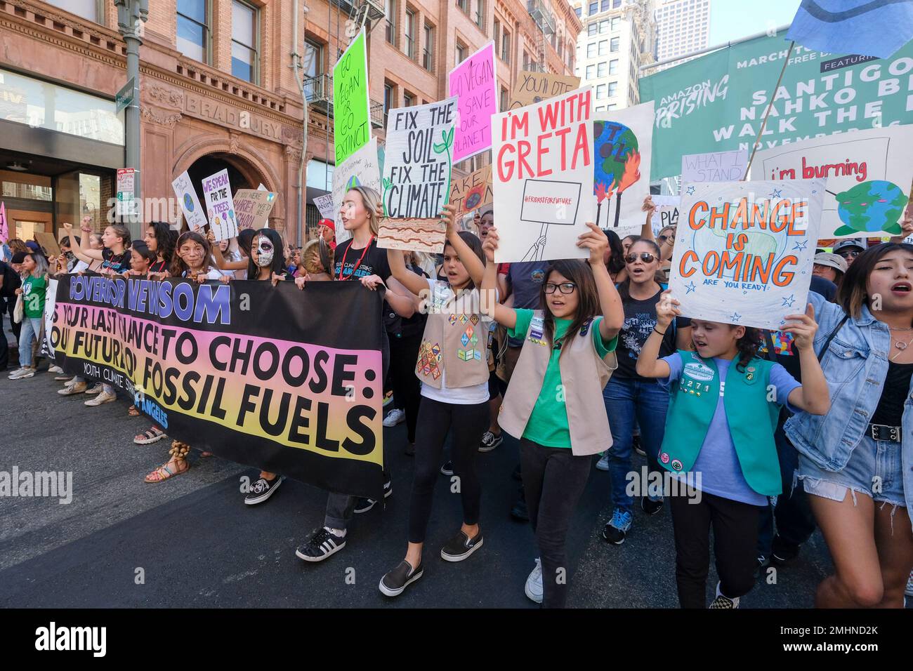 Climate activists participate in a student-led climate change march in ...