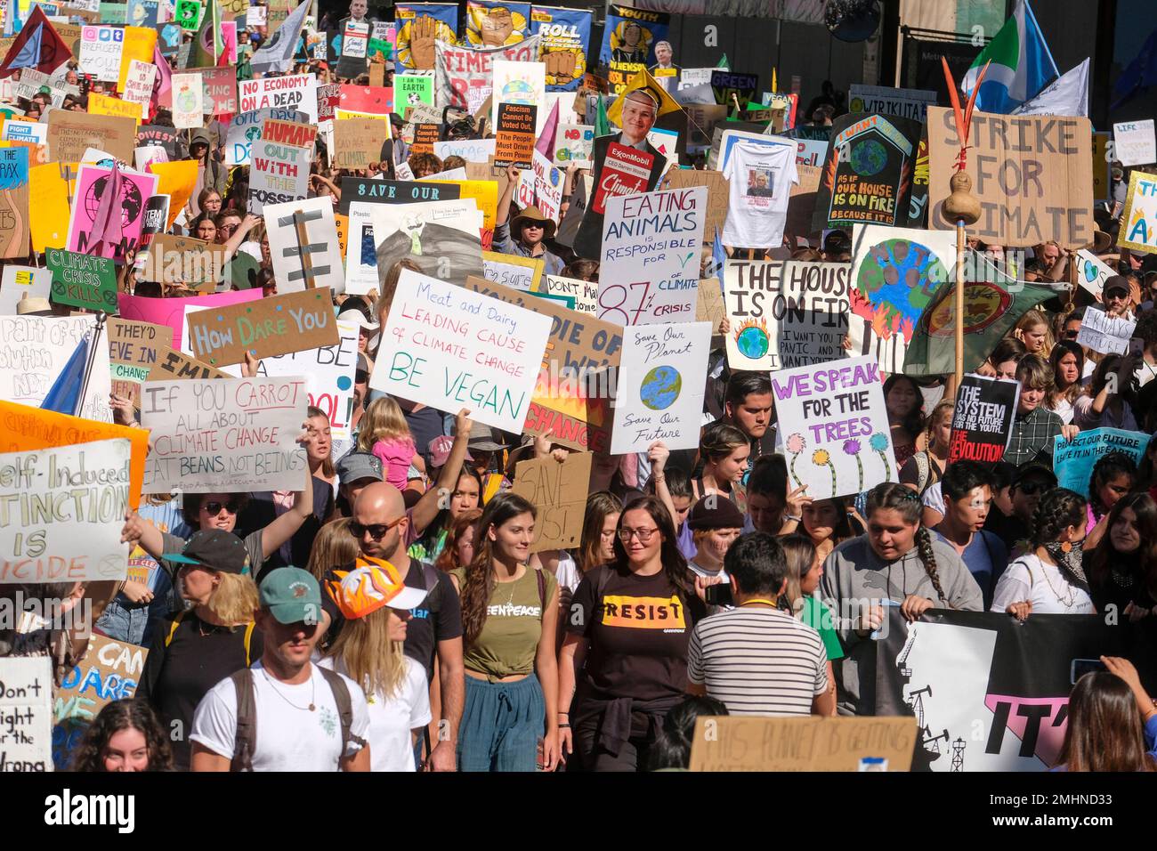 Climate activists participate in a student-led climate change march in ...