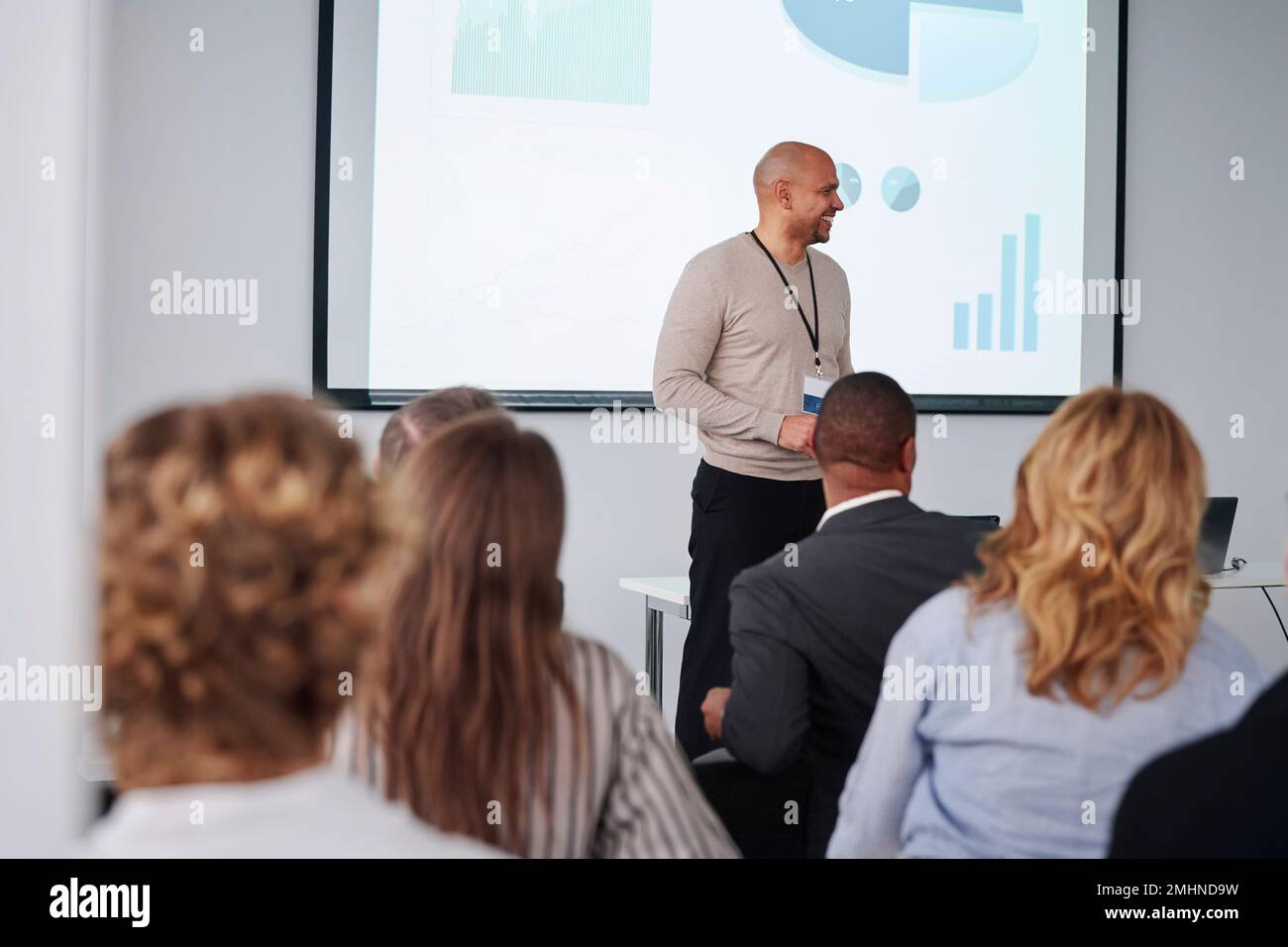 Man having presentation during business meeting Stock Photo - Alamy