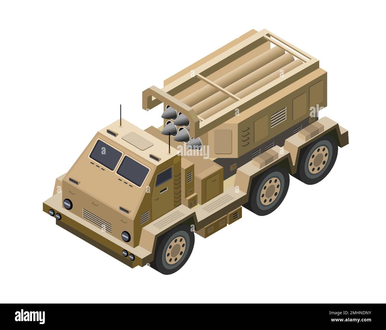 Multiple launch rocket systems army vehicles army missiles defense camouflage. Isometric 3d ...