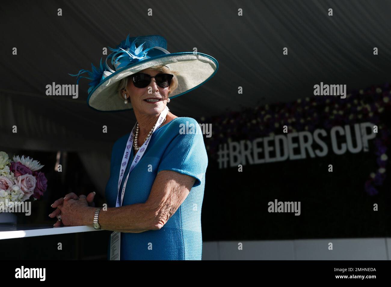 Connie Broge arrives for the Breeders' Cup horse races at Santa Anita ...