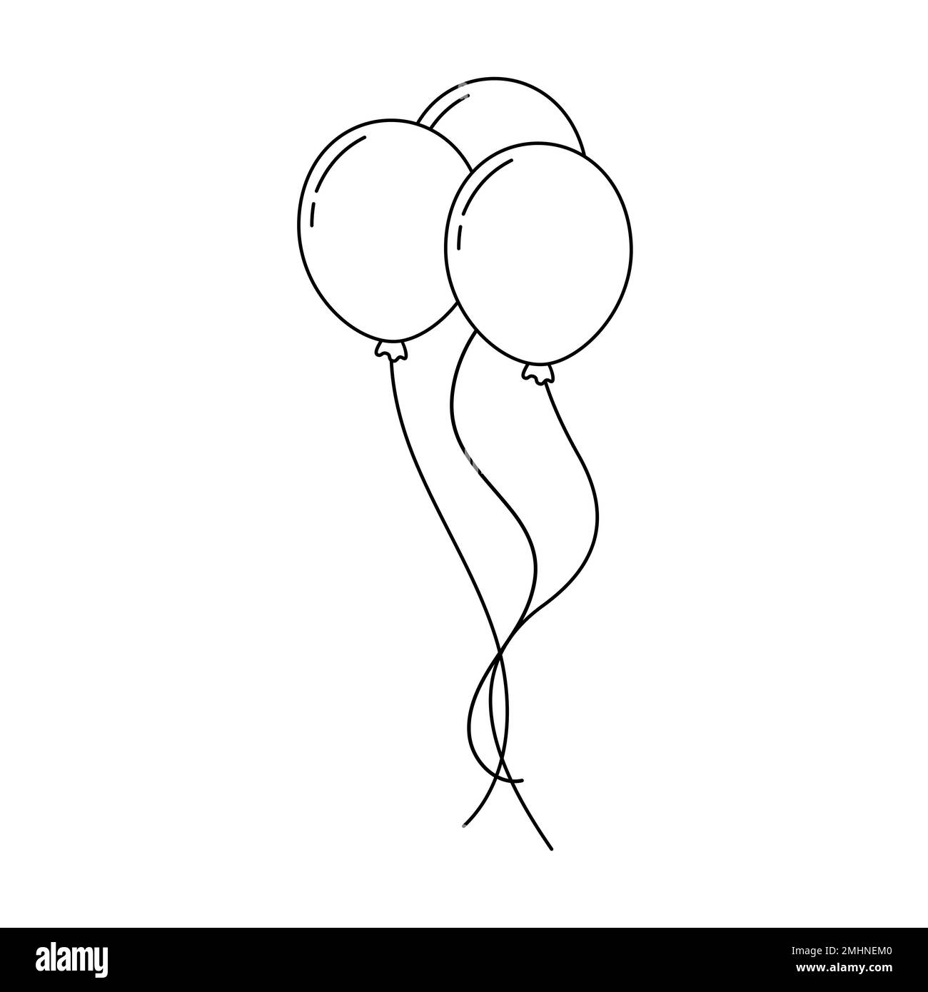 Balloons line icon isolated on white background. Vector illustration ...