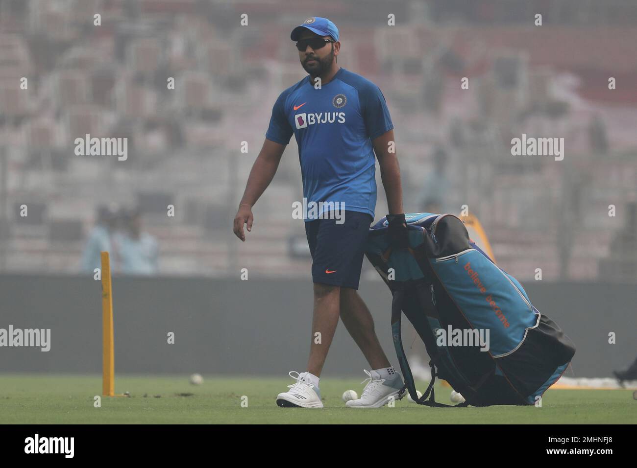 Indian cricketer Rohit Sharma heads for net practice ahead of their ...