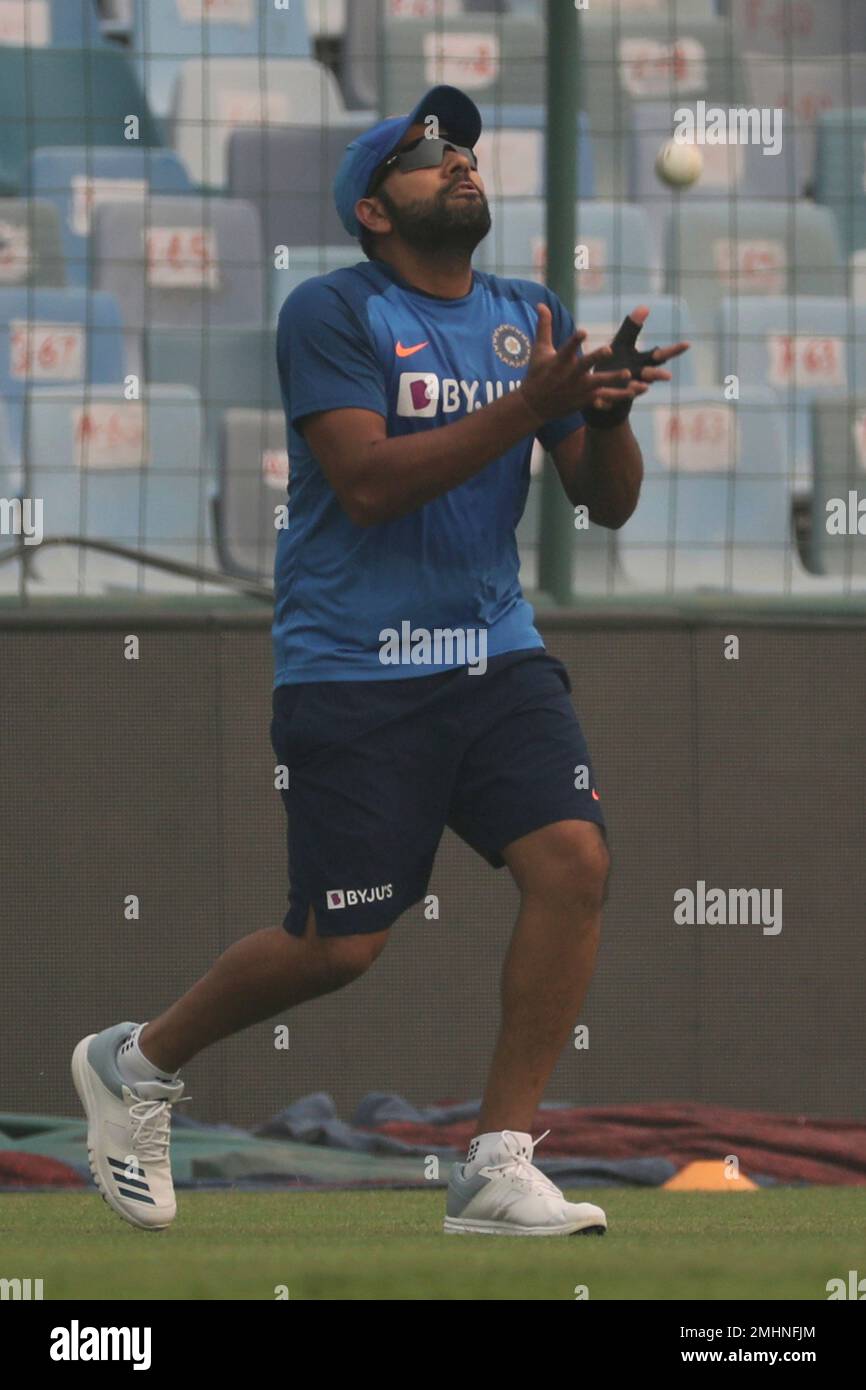 Indian cricketer Rohit Sharma attends fielding practice session ahead ...
