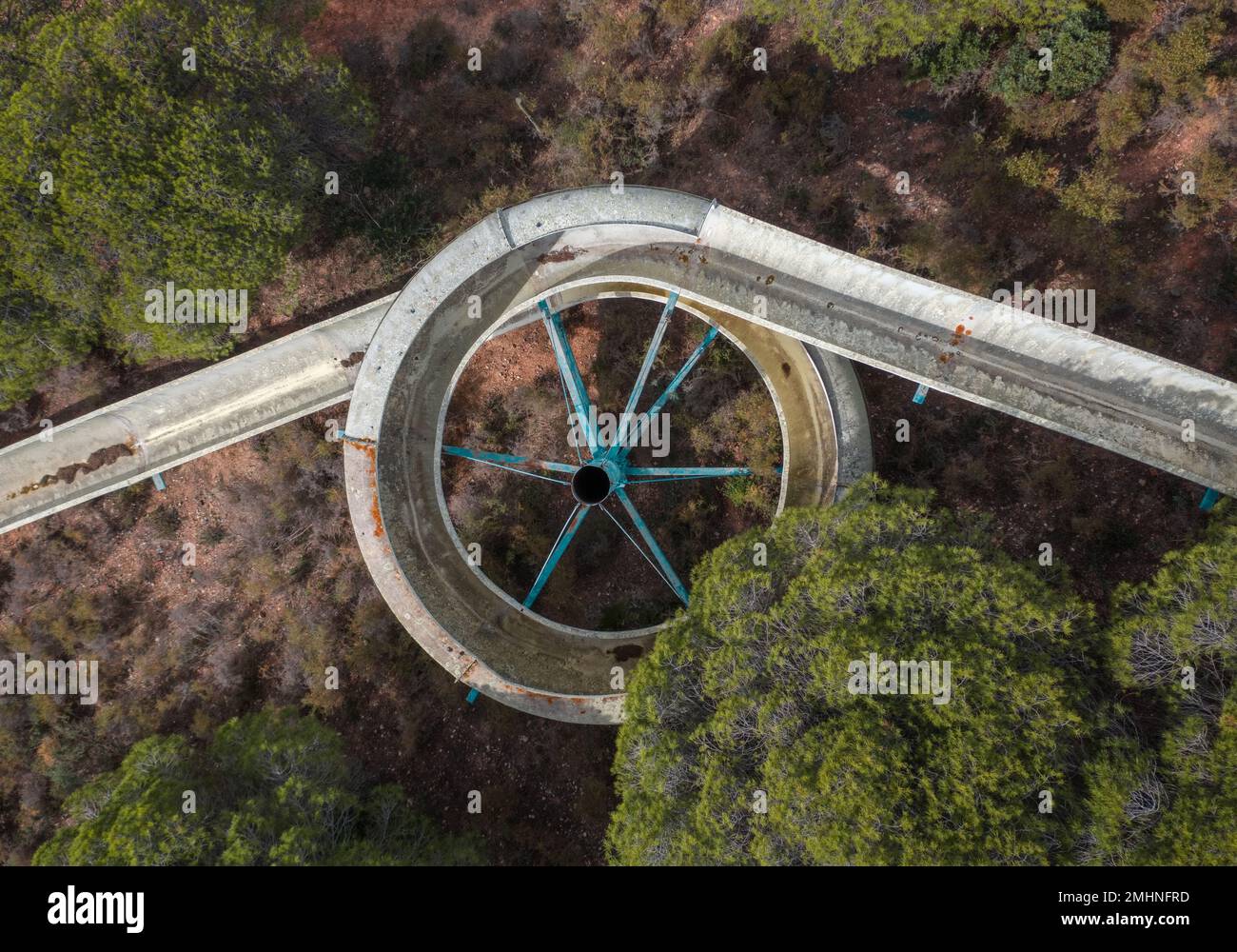 Aerial Drone Photo of slide in Aquatic Park Stock Photo - Alamy