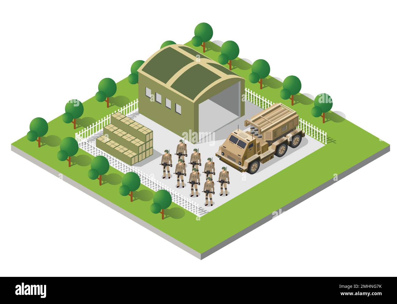 Building design army armed troop isometric armed military transport ...