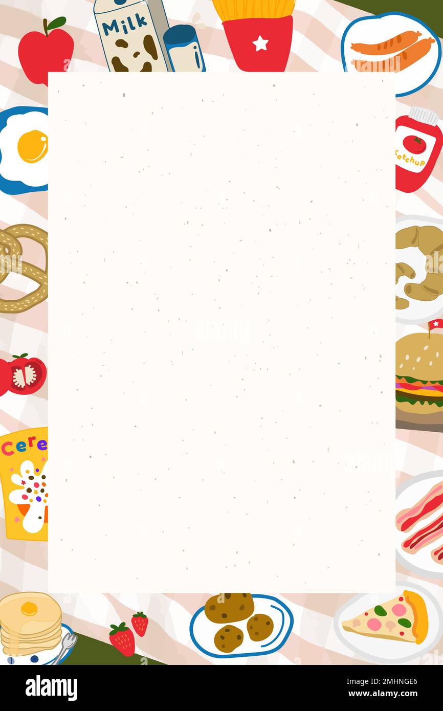 Food doodle frame on a beige background vector Stock Vector Image & Art ...