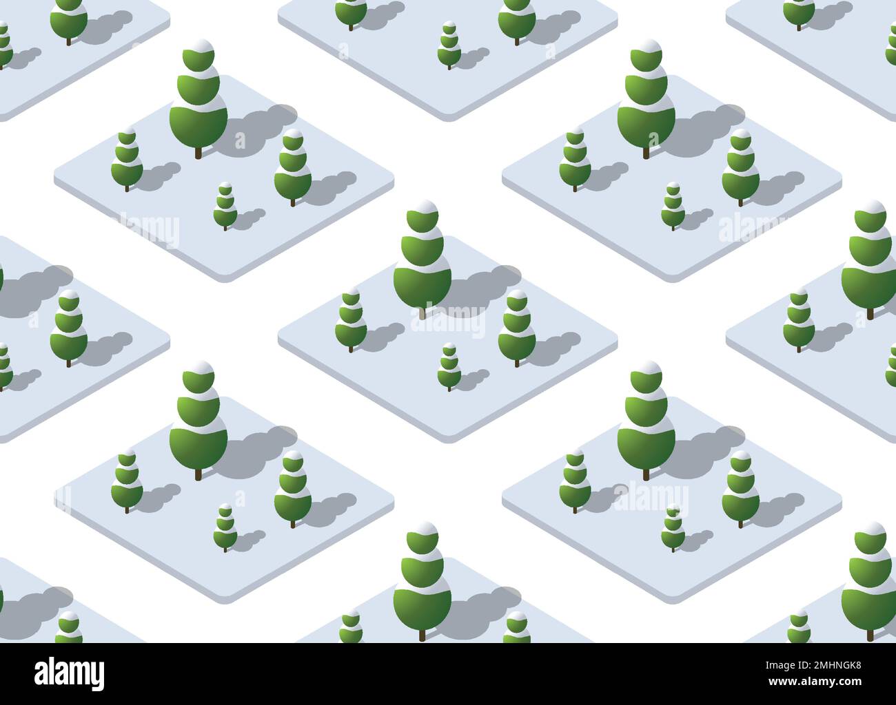 Winter Seamless forest plan pattern map background. Isometric green ...