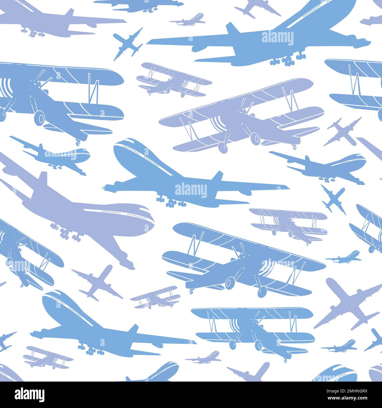 Blue airplane sky plane seamless pattern tiles backdrop vector ...