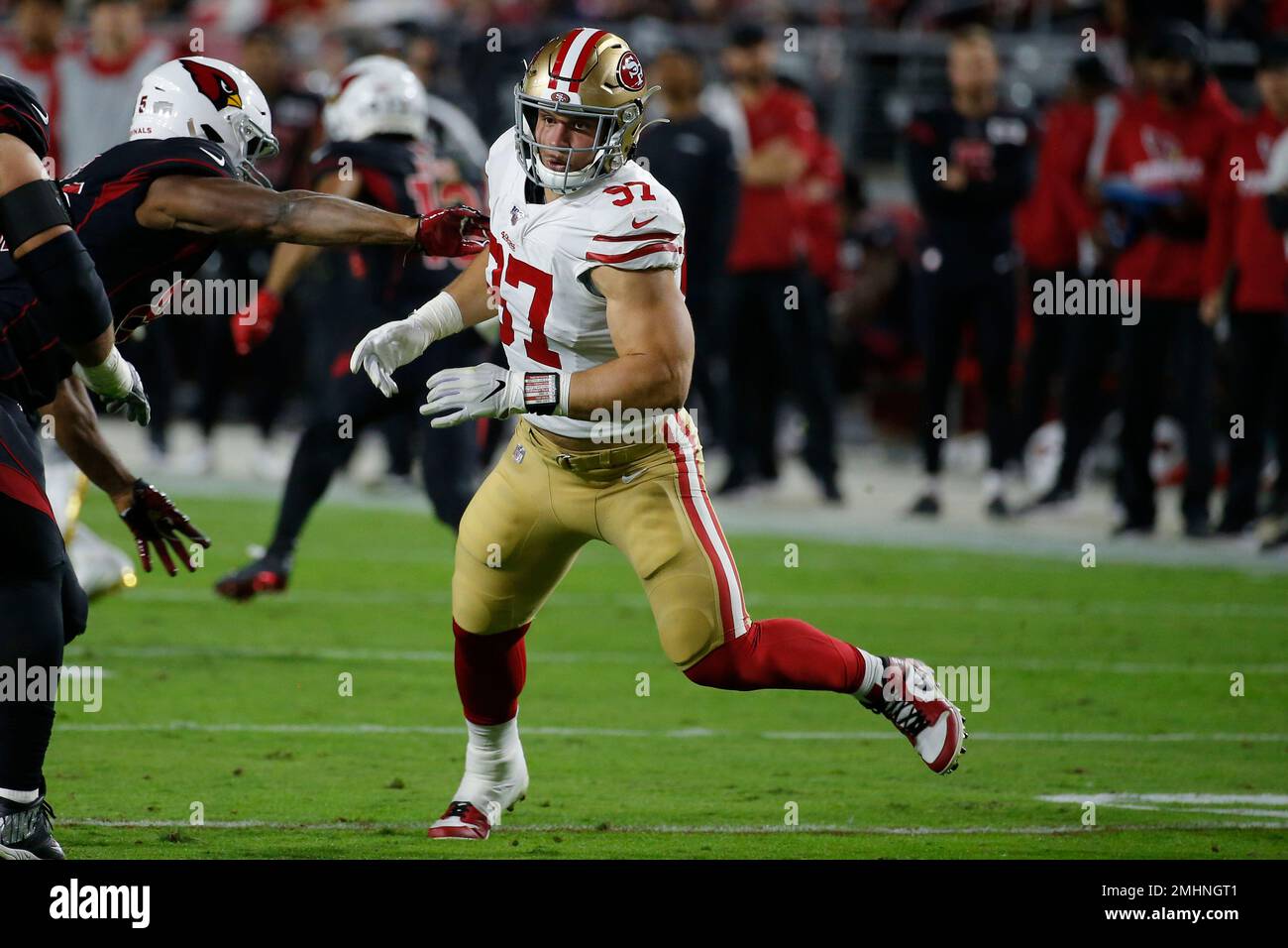San Francisco 49ers defensive end Nick Bosa (97) against the Arizona ...