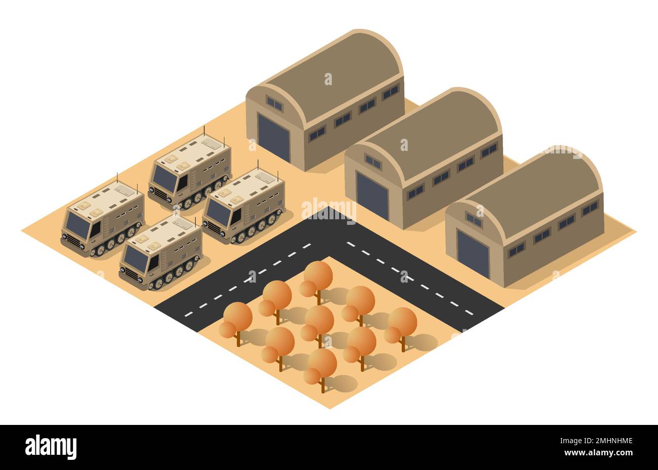 Army armed troop isometric armed military transport objects and war ...
