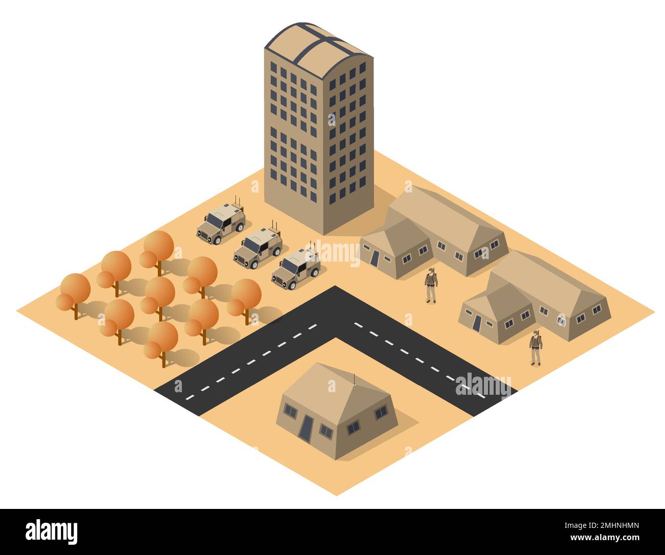 Army armed troop isometric armed military transport objects and war ...
