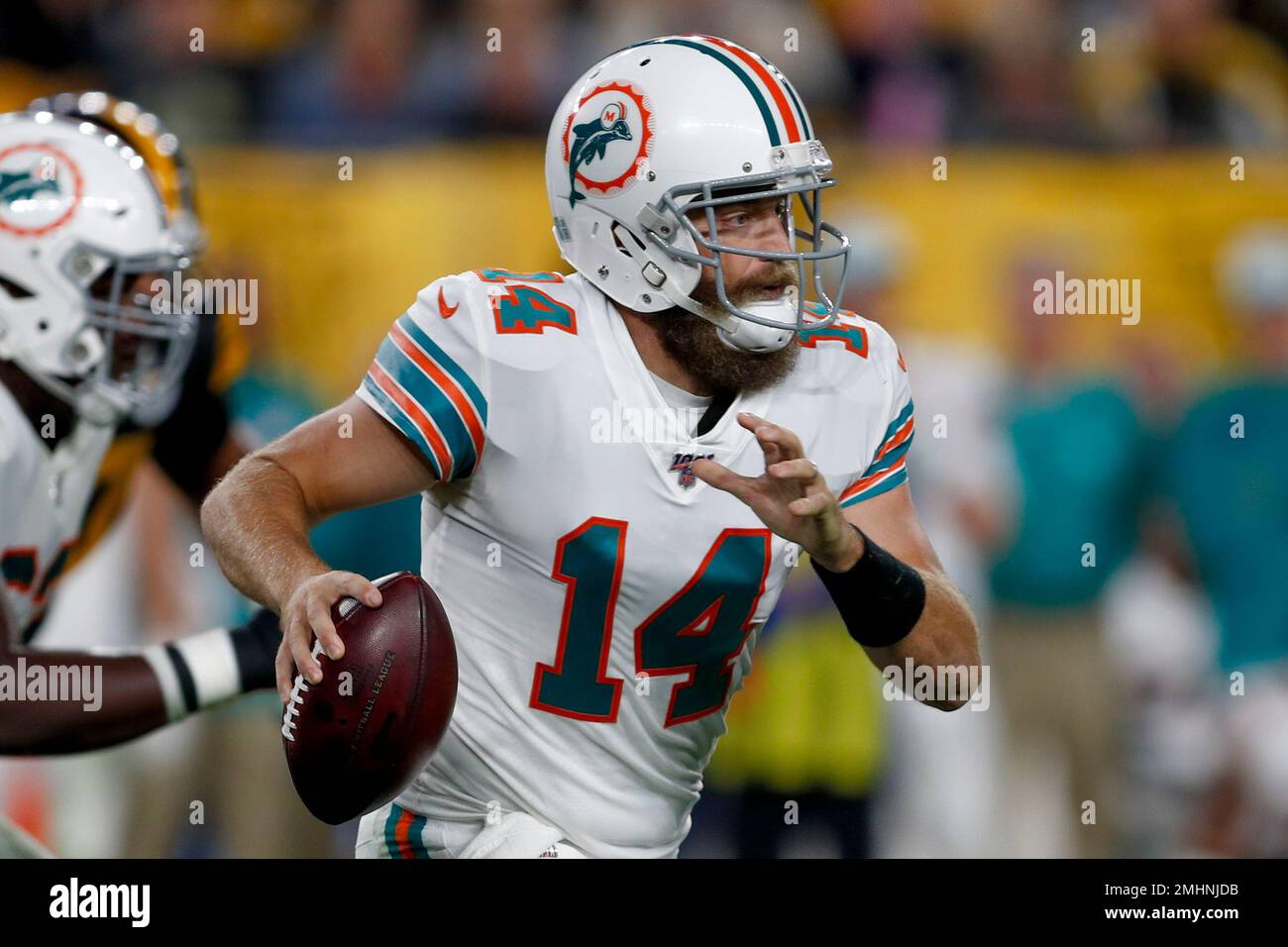 Miami Dolphins quarterback Ryan Fitzpatrick (14) plays against the ...