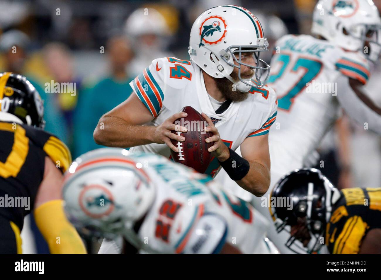 Miami Dolphins quarterback Ryan Fitzpatrick (14) plays against the ...