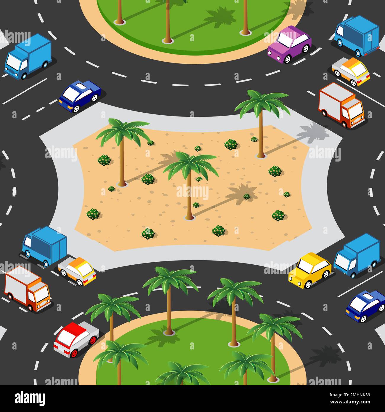 Isometric city map environmental infographic set, with transport ...