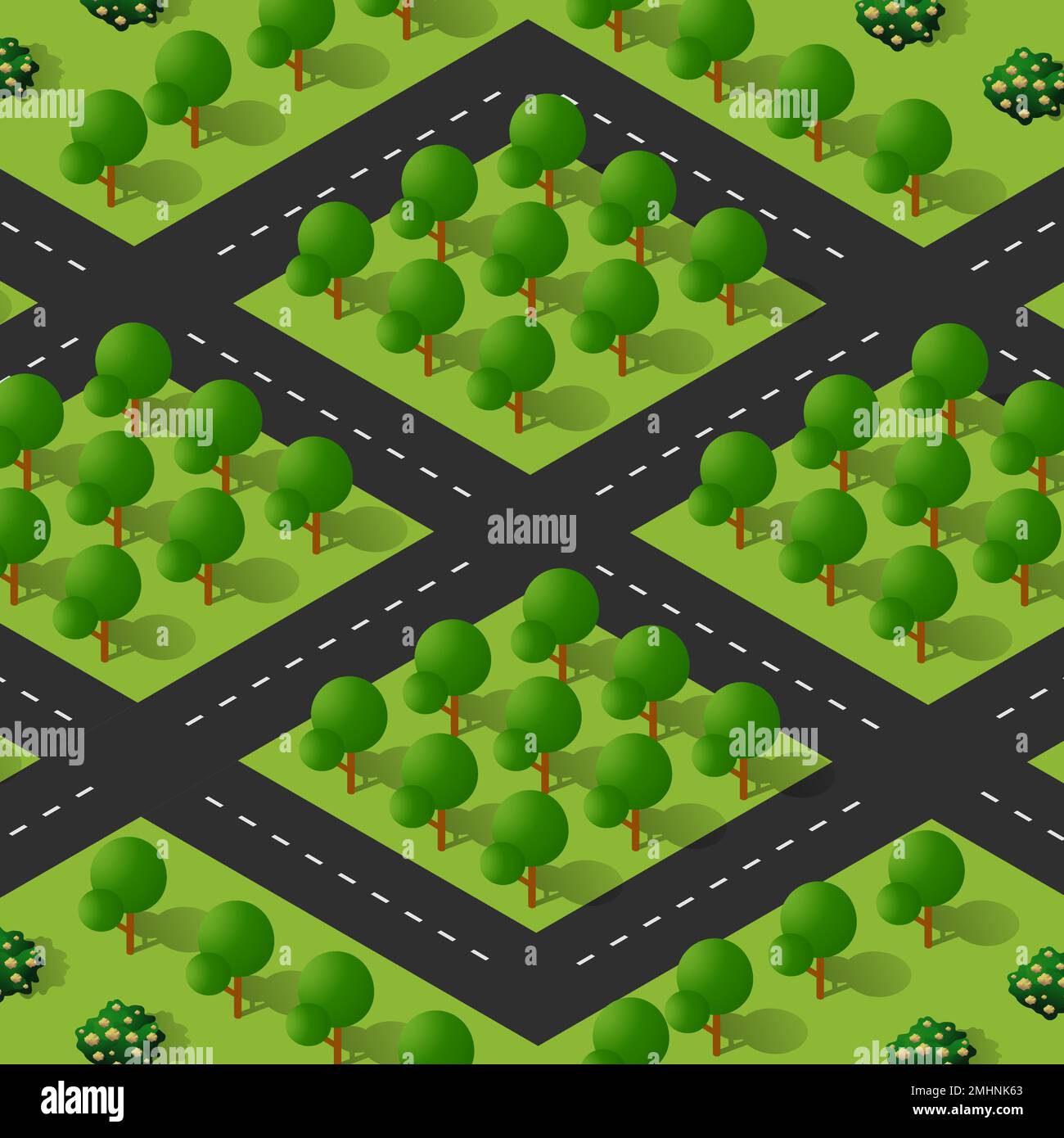 Garden park Isometric forestry landscape green view projection Stock ...