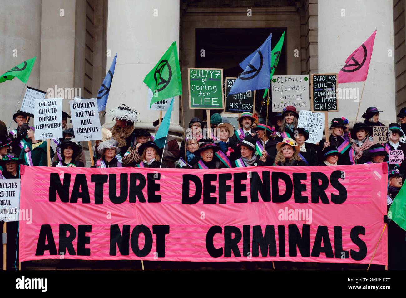 London, UK. 27 JAN 2023. People dressed as suffragettes march from Bank ...