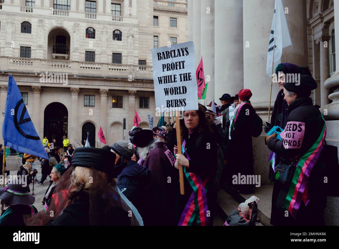 London, UK. 27 JAN 2023. People dressed as suffragettes march from Bank ...