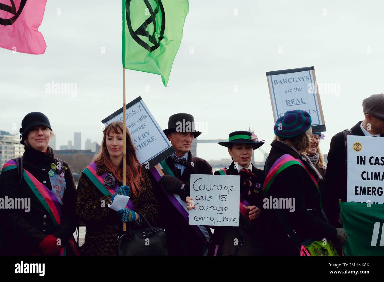London, UK. 27 JAN 2023. People dressed as suffragettes march from Bank ...
