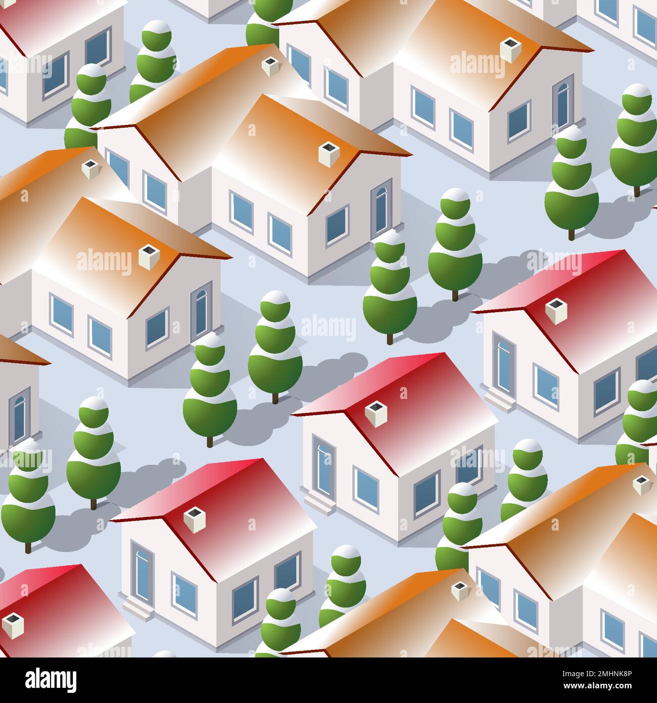 Snow covered country landscape map scene of urban Christmas life ...